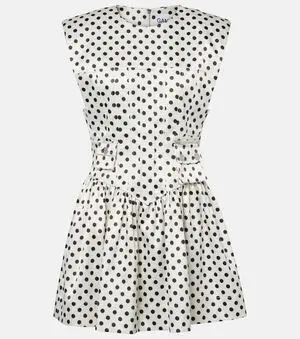 GANNI Polka-dot Satin Corset Dress - White