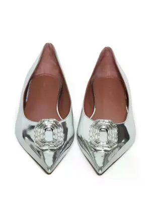 Amina Muaddi Camelia Ballet Flats - Silver