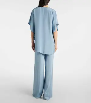 Max Mara Silk Crepe De Chine Blouse - Blue
