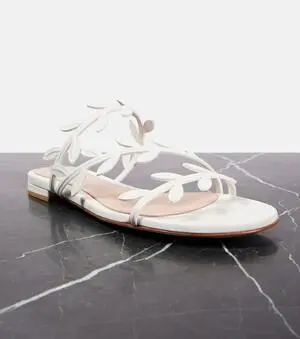 GIANVITO ROSSI Flavia Leather Slides - White