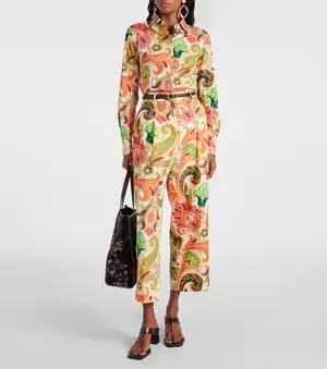 Etro Printed Wide-leg Cotton Pants