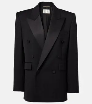 Saint Laurent Satin-trimmed Wool Tuxedo Jacket - Black