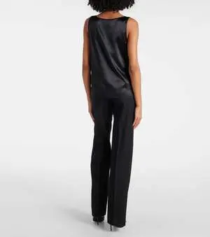 Dolce & Gabbana Dg Silk-blend Satin Tank Top - Black