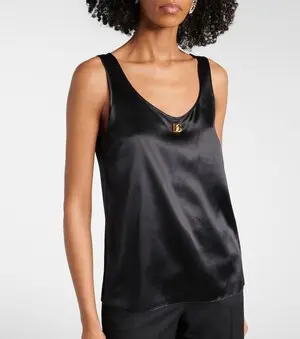 Dolce & Gabbana Dg Silk-blend Satin Tank Top - Black