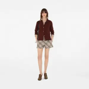 Burberry Cashmere Blend Cardigan With Embroidered Equestrian Knight Design - Box Red
