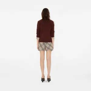 Burberry Cashmere Blend Cardigan With Embroidered Equestrian Knight Design - Box Red
