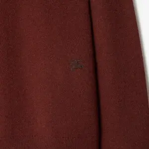 Burberry Cashmere Blend Cardigan With Embroidered Equestrian Knight Design - Box Red