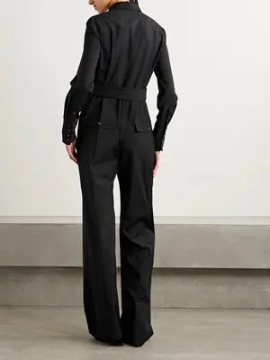 Veronica De Piante Nadia Belted Wool And Silk-blend Jumpsuit