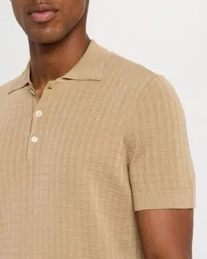 Canali Apos;s Grid Jacquard Knit Polo - Brown