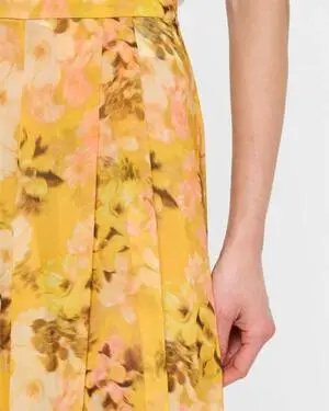 Badgley Mischka Pleated Floral-print Palazzo Pants