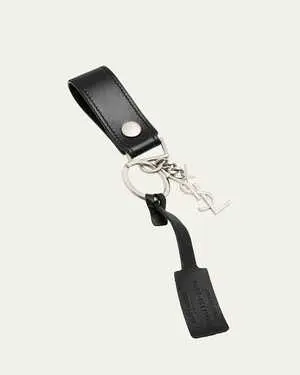 Saint Laurent Cassandre Leather Keychain