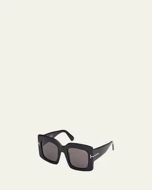 TOM FORD Brigitta Rectangle Sunglasses - Shiny Black