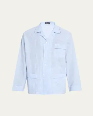 Bergdorf Goodman Cali Cotton Gingham Long Pajama Set