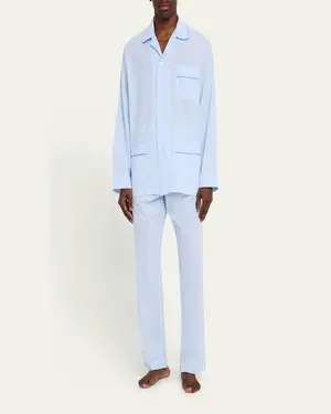 Bergdorf Goodman Cali Cotton Gingham Long Pajama Set