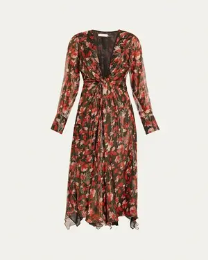 Ramy Brook Tatia Long-sleeve Midi Dress - Ruby Twilight