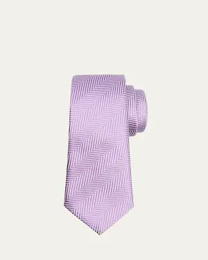 Giorgio Armani Herringbone Silk Neck Tie - Violet