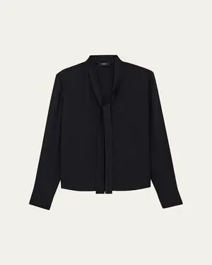 Theory Silk Tie Neck Blouse