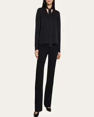 Theory Silk Tie Neck Blouse