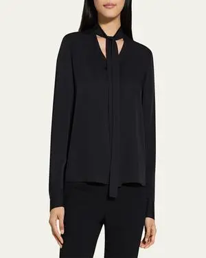 Theory Silk Tie Neck Blouse