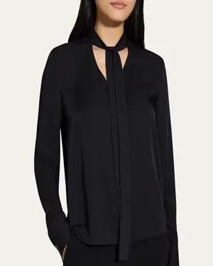 Theory Silk Tie Neck Blouse