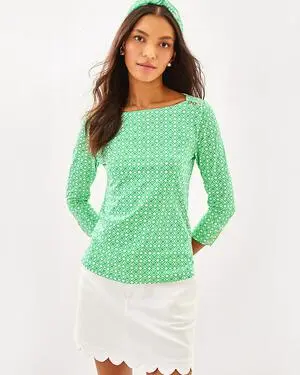 LILLY PULITZER Upf 50+ Callison Top - Fauna Green X Resort White Butterfly Pattern