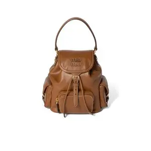 Miu Miu Leather Backpack - Cognac