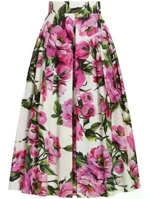 Dolce & Gabbana Printed Midi Skirt - White