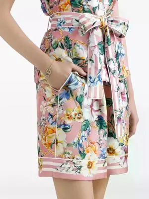 Dolce & Gabbana Floral-print Satin Shorts - Pink