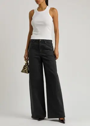 SELF-PORTRAIT Bow-embossed Wide-leg Jeans