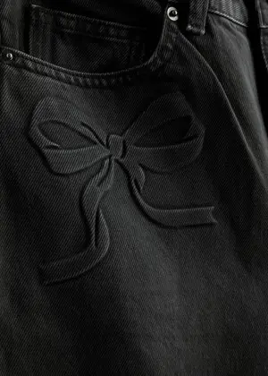 SELF-PORTRAIT Bow-embossed Wide-leg Jeans