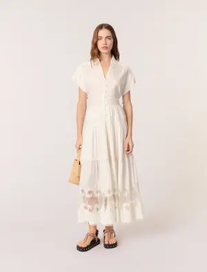 Maje Viscose Embroidered Maxi Dress
