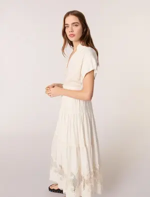 Maje Viscose Embroidered Maxi Dress