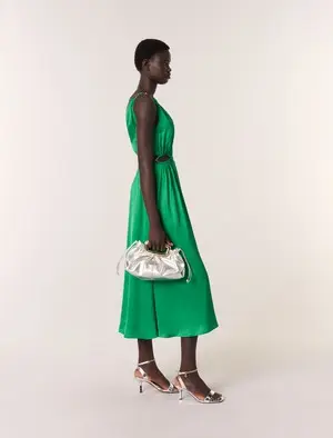 Maje Satin-look Maxi Dress With Braided Straps And Cut-outs