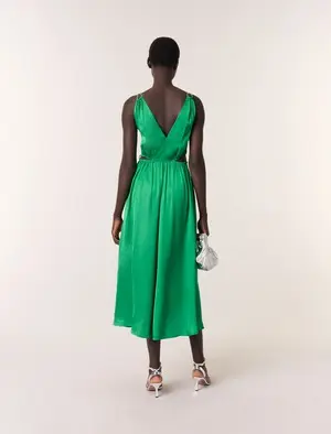 Maje Satin-look Maxi Dress With Braided Straps And Cut-outs