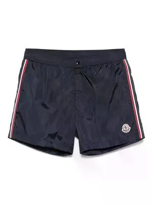 Moncler Striped-detail Swim Shorts Blue