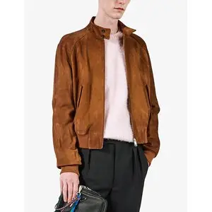 Prada Triangle-logo Vintage Suede Bomber Jacket