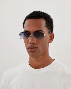 Bottega Veneta Lock Rectangle 58mm Sunglasses - Gold