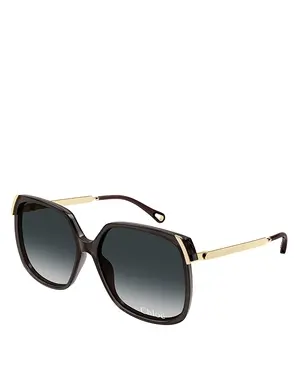 Chloé Aly Combi Square Sunglasses, 60mm - Gray