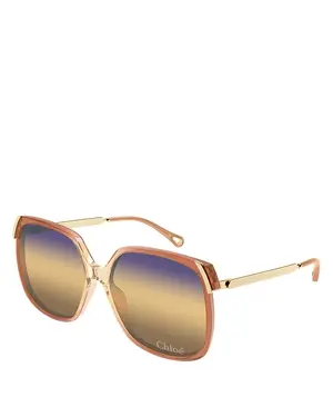 Chloé Aly Combi Square Sunglasses, 60mm Orange