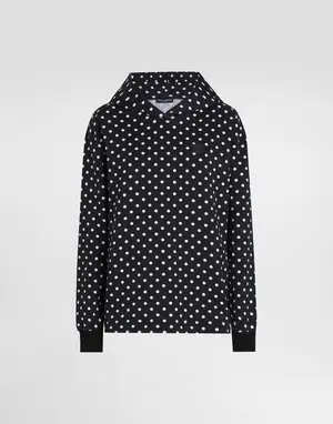 Dolce & Gabbana Polka-dot Print Jersey Hoodie With Branded Tag