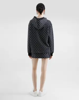 Dolce & Gabbana Polka-dot Print Jersey Hoodie With Branded Tag