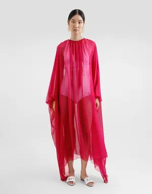 Dolce & Gabbana Long Silk Chiffon Caftan With Drawstring