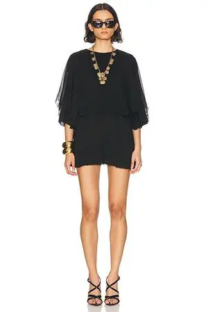 Saint Laurent Halterneck Backless Silk Romper - Noir