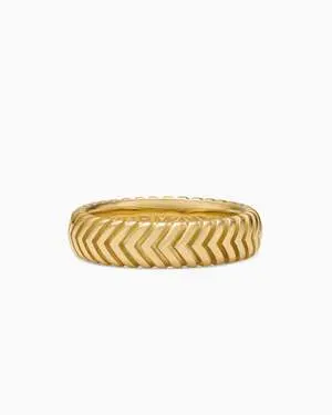 David Yurman Chevron Band Ring In 18k Yellow Gold With Diamonds - All 18k Yellow Gold