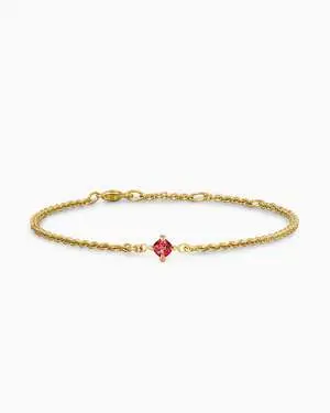 David Yurman 18k Yellow Gold Micro Chatelaine® Chain Bracelet - Garnet