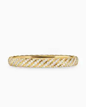 David Yurman 18k Yellow Gold Sculpted Cable Bangle With Diamonds - Diamond