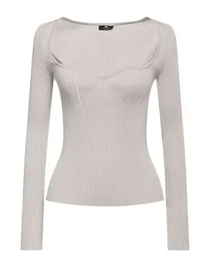 Elisabetta Franchi Ribbed Square Neck Long Sleeve Sweater