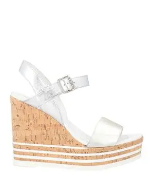 Hogan Silver Tone Sandals For Women