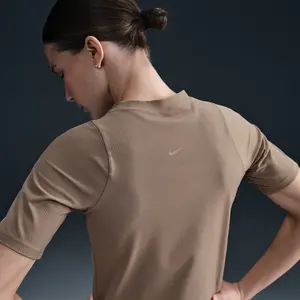 Nike Zenvy Rib Dri-fit Short-sleeve Top - Brown
