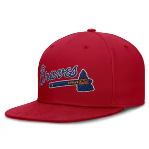 Nike Atlanta Braves True Dri-fit Mlb Fitted Hat - Red